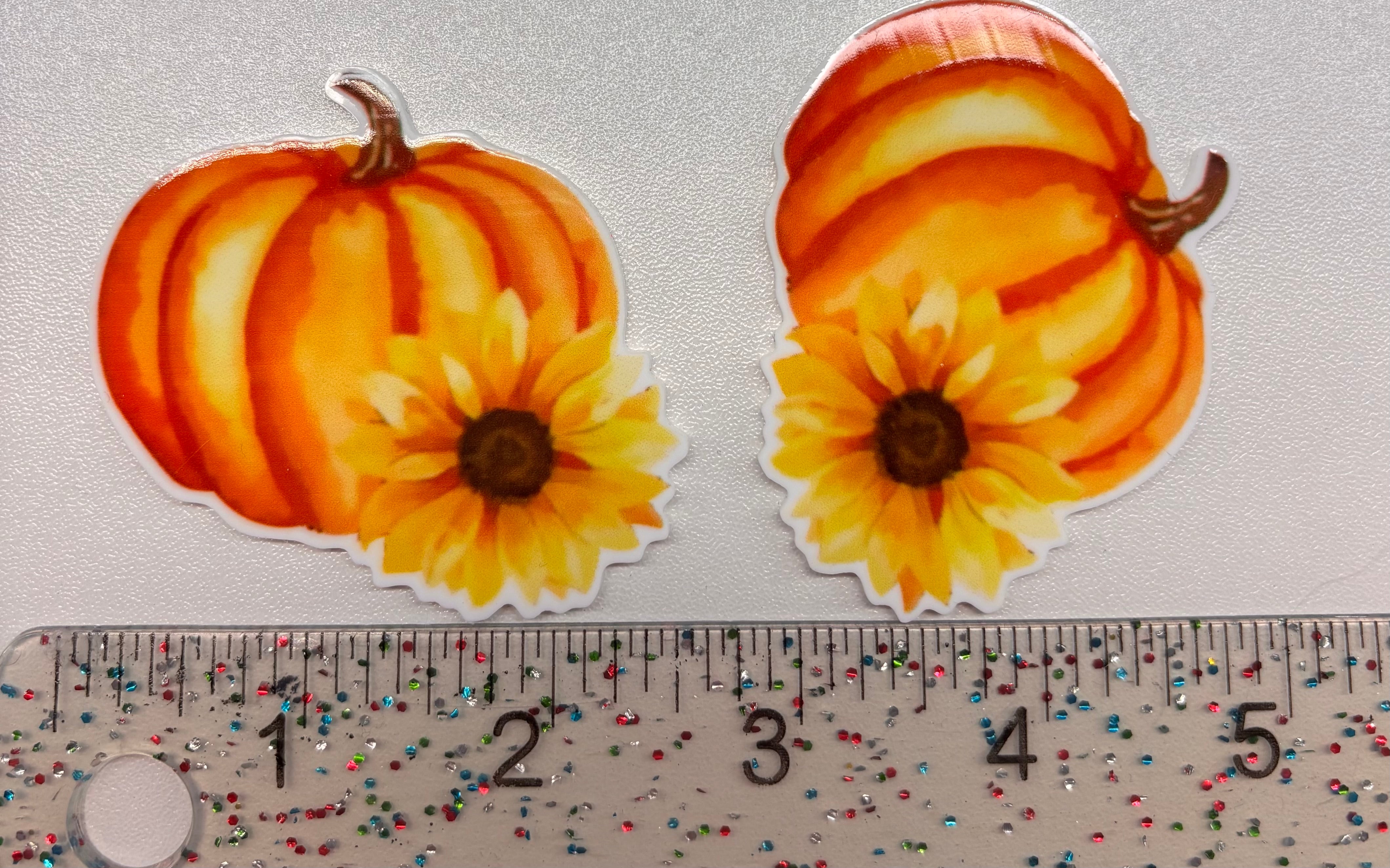 Pumpkin with sunflower Large Resin – Whimsy Ribbons and Bows