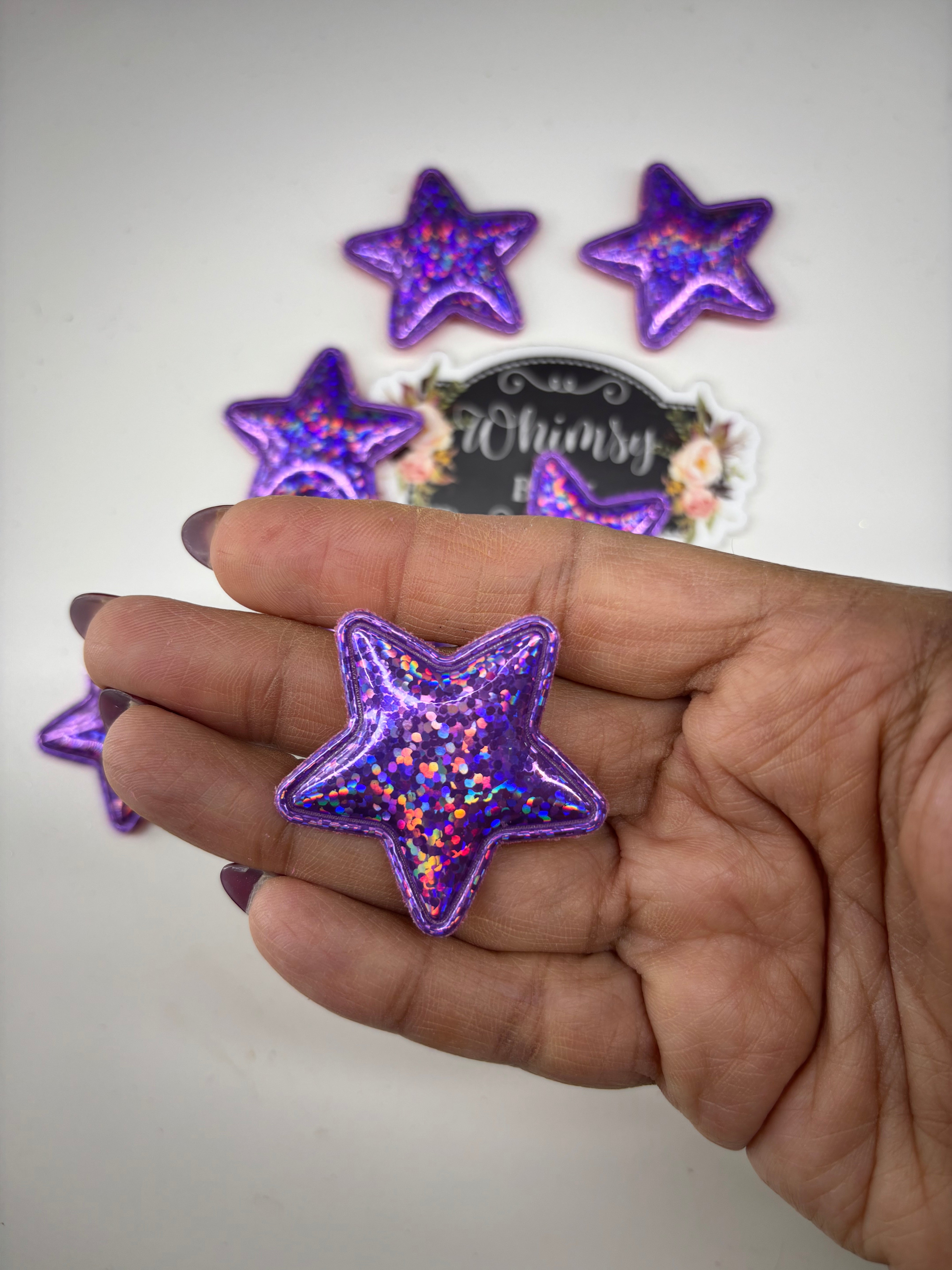 STAR EMBELISHMENT SHINY PURPLE PACK OF 10 – Whimsy Ribbons and Bows