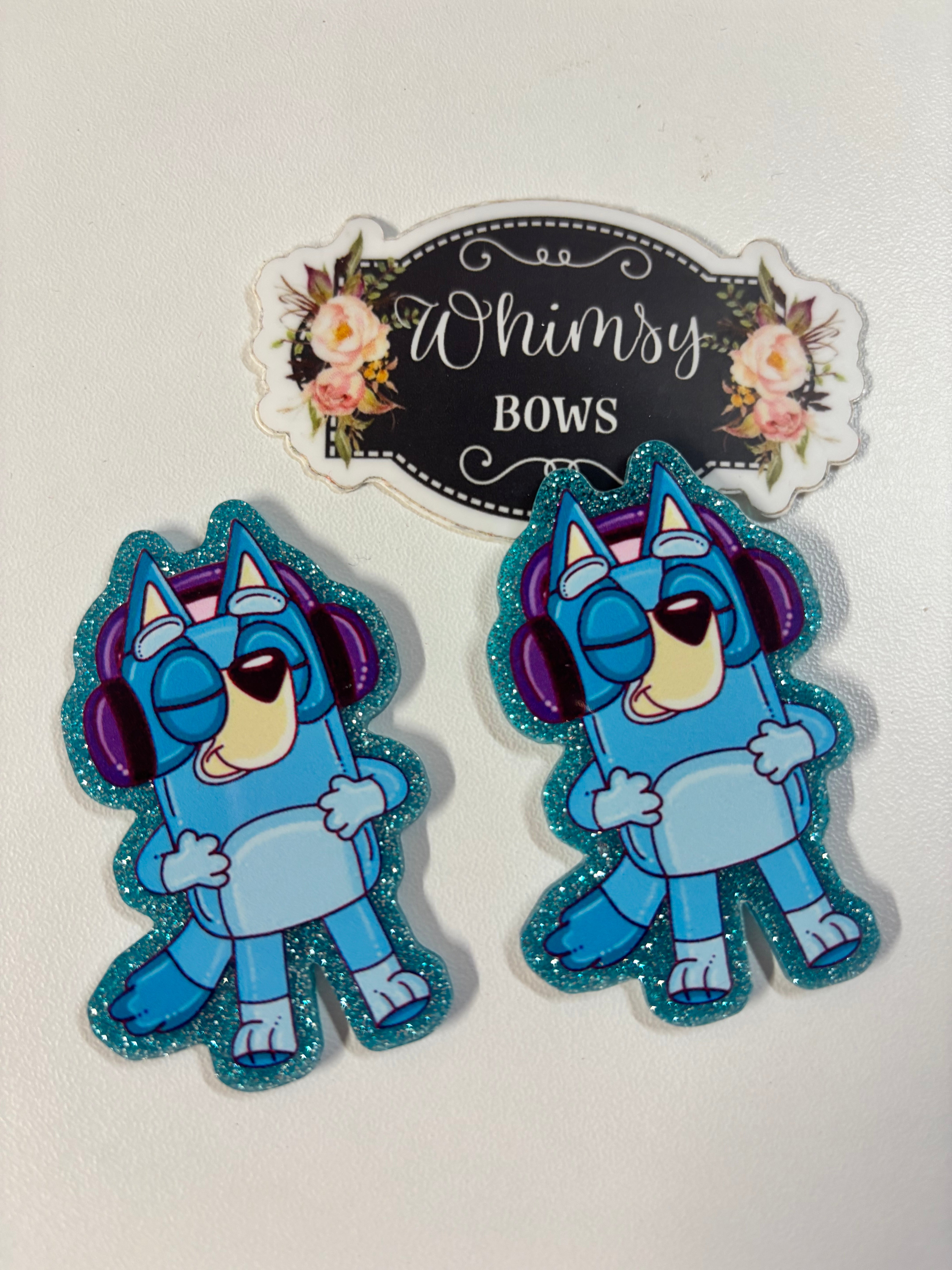 BLUEY GLITTER Large Resin – Whimsy Ribbons and Bows